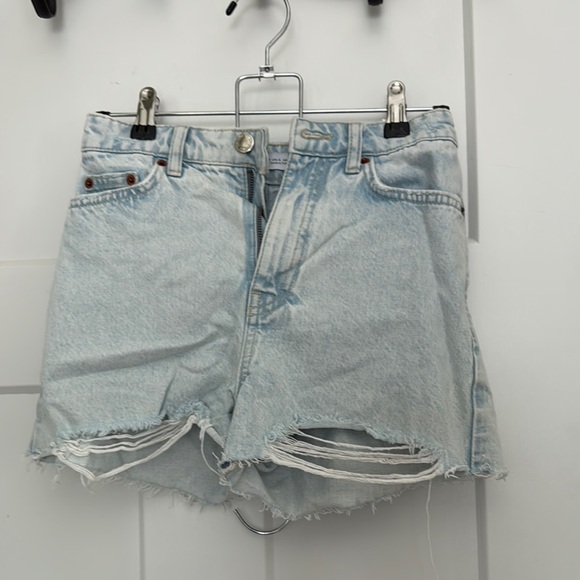 Zara | Shorts | Zara Blue Jean Shorts Distressed Highwaisted | Poshmark